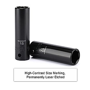 CASOMAN 1/2-Inch Drive Deep Impact Socket Set, Metric, Cr-V, 6-Point, 10 mm - 24 mm, 14-Sockets Set