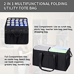 Car Trunk Organizer, Foldable Car Storage Bag for Car Collapsible Vehicle Cargo Suv Sedan Portable Sturdy Extra Large Tote Bag Portable Canvas Basket Reusable Grocery Shopping Bag Waterproof (BLACK)