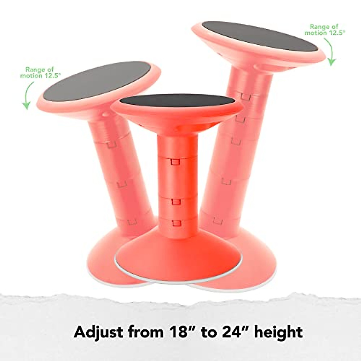 Storex Active Tilt Stool – Ergonomic Seating for Flexible Office Space and Standing Desks, Adjustable 12-24 Inch Height, Red (00324U01C)