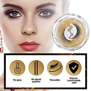 6 Pairs Reusable Self Adhesive Eyelashes No Glue or Eyeliner Needed Waterproof Natural Look False Lashes Extension Stable Stick on Eyelashes False Eyelashes Gift for Women Girls, 3 Style