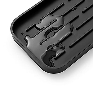MicoYang Silicone Kitchen Sink Organizer Tray for Multiple Usage,Eco-Friendly Sponges Holder for Kitchen Bathroom Counter or Sink,Dish Soap Dispenser,Scrubber,Bottle,Cup (Black, 10"×5.3")