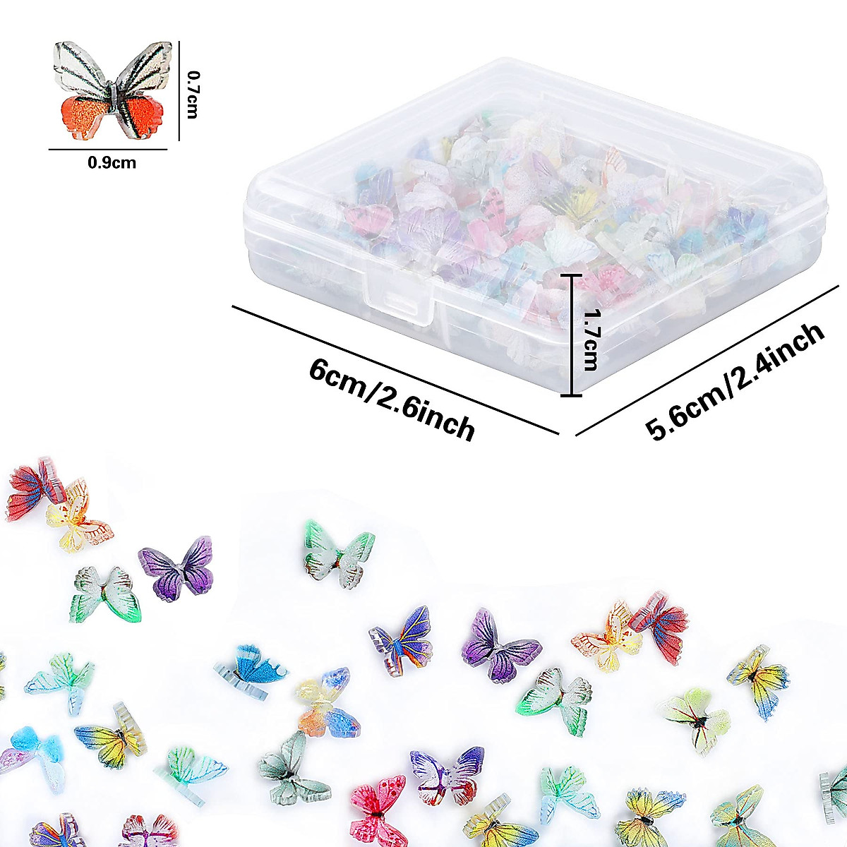 JANYUN 3D Acrylic Butterfly Nail Charms, 120 Pcs Summer Butterfly Nail Glitter Sets Spring Butterflies Nail Charms for Nail Art Decoration DIY Resin Manicure Crafts Design