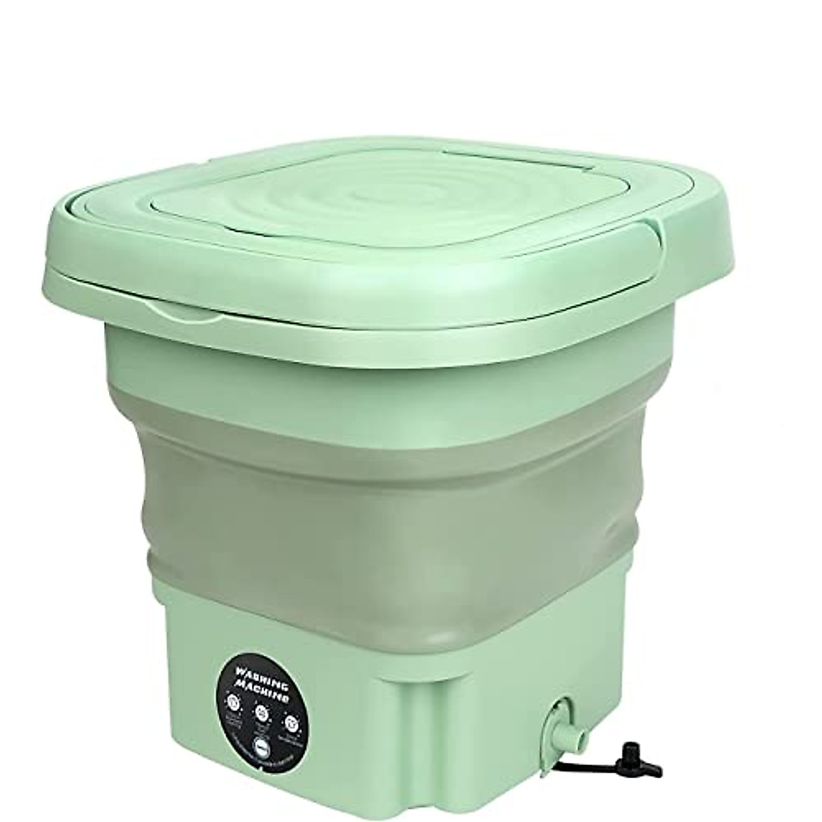 Portable Washing Machine,8L Mini Folding Bucket Washer with Drainage Pipe for Socks Underwear Baby Clothes,Suitable for Apartment Camping RV Travel laundry, Green