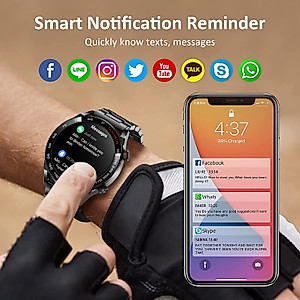 paazomu Men Smart Watch for Android iOS, Bluetooth Call with Heart Rate/Sleep Monitor Fitness Tracker, 1.46" Full Touch Screen IP67 Waterproof Stainless Steel Business Activity Tracker for Men