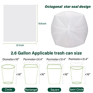 Inwaysin Biodegradable 2.6 Gallon Trash Bags, 180 Count, Scented Free, Translucent, Thickening & Leaking Proof, Suitable for Most Trash Cans, Perfect for Home or on the Go