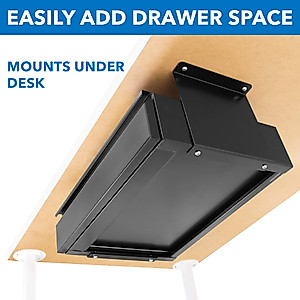 Mount-It! Under Desk Pull-Out Drawer Kit with Laptop and Tablet Shelf | Office Storage Organizer | Mounts to Desktops Tables and Workbenches Over 0.71 Inches Thick | Matte Black