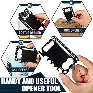 6 Pcs Credit Card Wallet Size Multitool 46 in 1 Multi Purpose Survival Pocket Tool Multipurpose Tool Card for Christmas Men Gift, 3.15 x 2.05 Inch (Black)