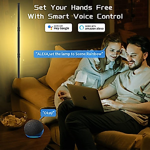 Skenia LED Corner Floor Lamp, RGB+Warm White Corner Lamps Floor Lamps, 16 Millions Color Changing Ambient Corner LED Light with Music Sync, Smart App and Voice Control Compatible with Alexa Mood Light