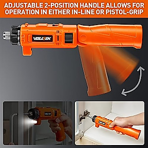 Volltek Cordless Screwdriver, 8V Max 10Nm Electric Screwdriver Rechargeable Set with 82 Accessory Kit and Charger in Carrying Case, 21+1 Cluth, Dual Position Handle, LED Light, VTCD2623