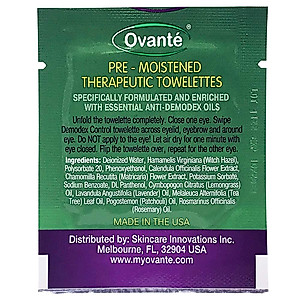 Ovante Eyelid Wipes With Coconut, Tea Tree Oil For Demodex, Blepharitis & Itchy Eyelids - 14 ct
