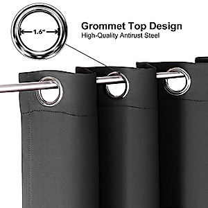 ChrisDowa Grommet Blackout Curtains for Bedroom and Living Room - 2 Panels Set Thermal Insulated Room Darkening Curtains (Dark Grey, 42 x 63 Inch)