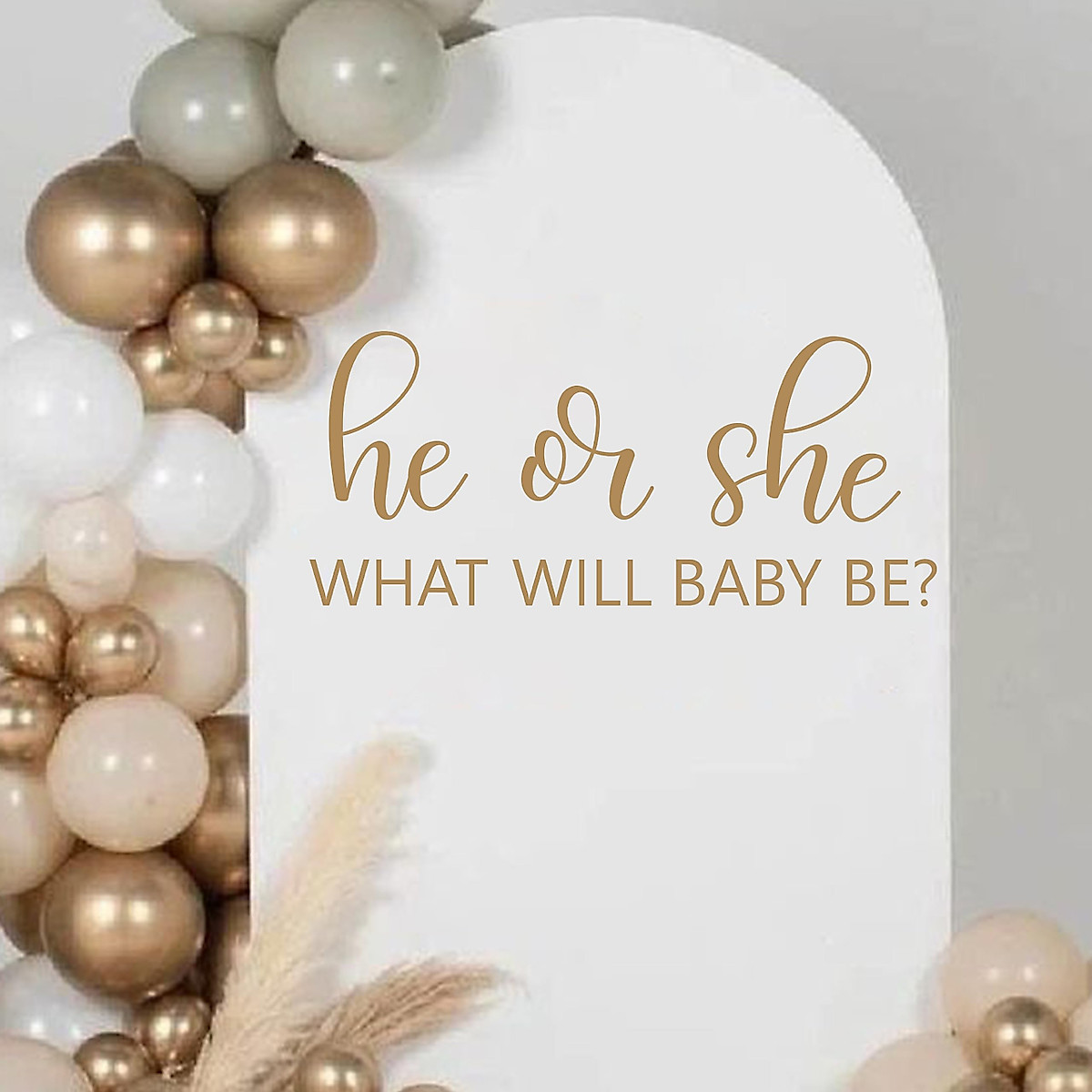 QIANGDAGSI He Or She What Will Baby Be Balloon Arch Decoration - Gender Reveal Girl Or Boy Baby Shower Decal Sign,Baby Gender Reveal Welcome Sign,Welcome Baby Shower Sign Decal (He Or She Decal)