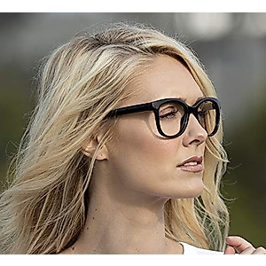 Peepers by PeeperSpecs Women's Grandview Soft Square Blue Light Blocking Reading Glasses, Black, 50 + 1.75