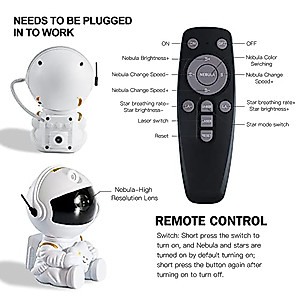Astronaut Star Projector, Nebula Galaxy Projector Night Light, Remote Control and 360°Rotation Magnetic Head Nebula Lamp for Bedroom/Kids Room/Ceiling/Room Decoration (2nd Version Astronaut)