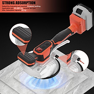 Tile Vibration Leveling Machine, Cordless Tile Vibration Installation Tool Compatible with Milwaukee 18V Battery with 8 Speed, Suction Cup, Digital Display for Floor Tile Wall(Tools Only)