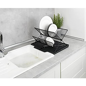 WENKO Nelia Dish Drying Mat with Drainer Black
