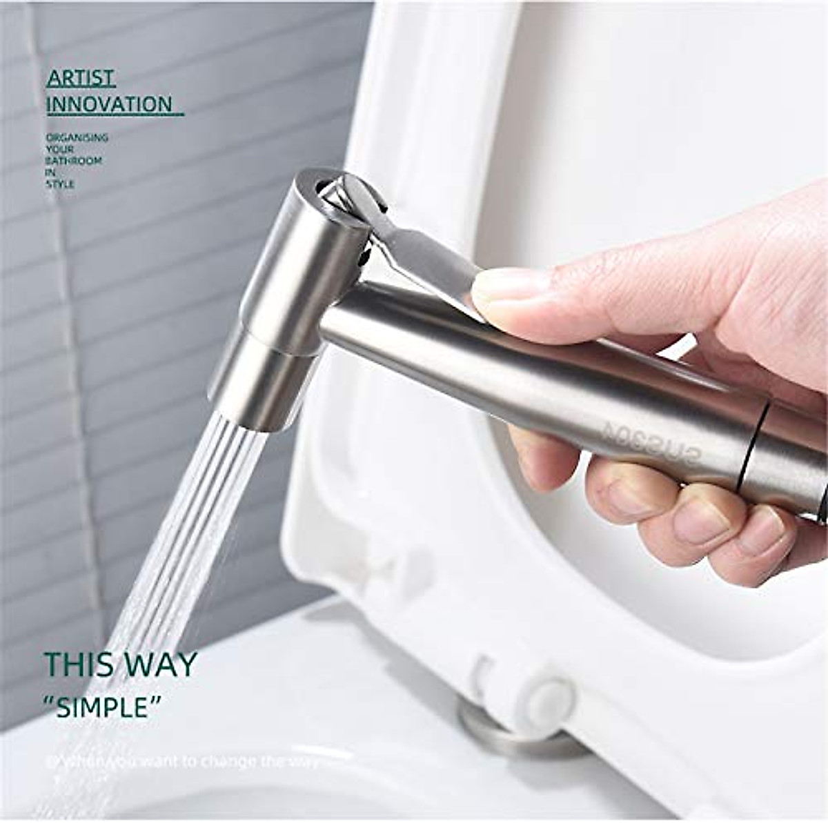 ZLOCYIVHE Handheld Bidet Toilet Sprayer, Shower Bidet Tap Spray Kits Cloth Diaper Sprayer Washer Toilet Cleaning Faucet Spray with Hose for Feminine Wash and Pet,Brushed(Brushed)