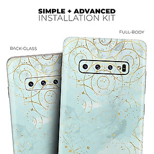 DesignSkinz Karamfila Watercolor & Gold V7 Protective Vinyl Decal Wrap Skin Cover Compatible with The Samsung Galaxy S20 (Screen Trim & Back Glass Skin)