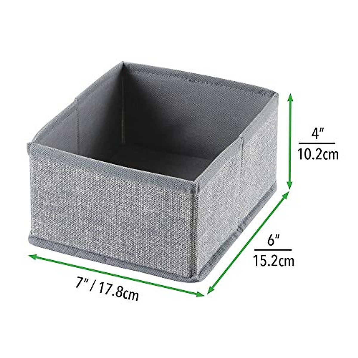 mDesign Rectangular Soft Fabric Dresser Drawer and Closet Storage Organizer Bin for Lingerie, Bras, Socks, Leggings, Clothes, Jewelry, Scarves - Textured Print - 2 Pack - Gray