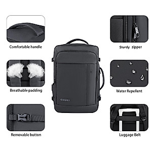 Gieury Carry On Backpack, Expandable Backpack 40L-50L, Flight Approved Large Travel Backpack Laptop Backpack for Men & Women, Large Luggage Backpack Daypack Lightweight Business Weekender Bag, Black