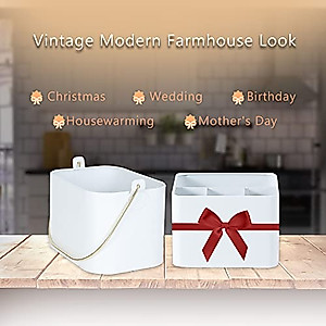 FULL TREND 2 PCS Utensil Caddy, Flatware Holder with 4 Compartments Silverware Organizer Farmhouse Kitchen Decor Perfect for Home, Kitchen, Countertop, Party, Camping, Outdoor and Restaurant