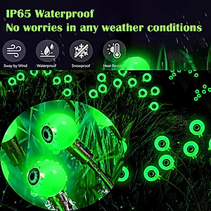 Ruhapu Halloween Decorations Outdoor Solar Scary Eyeball Lights,2PACKS 12/16LED Green Eyeball Swaying Firefly Lights,Waterproof Solar Halloween Path Lights for Yard/Garden/Lawn/Party Decor (Green)