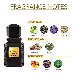 Ajmal Amber Wood for Unisex EDP, 3.4 Ounce - Made in Dubai