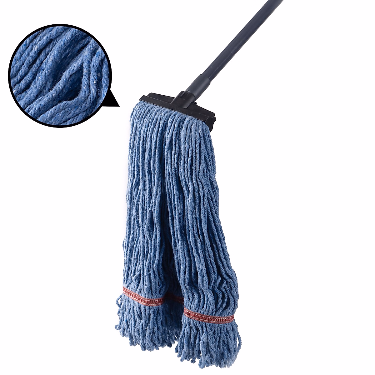 Matthew Commercial&Residential Mop Heavy Duty Industrial Mops with Screw-on Handle(Fit Standard American Screw) Looped-End String Wet Cotton Mops for Home,Office,Workshop - 2 Set&2 Mop Replacements