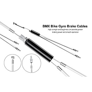 BaveL BMX Bike Gyro Brake Cables Front + Rear (Upper + Lower) Spinner Rotor Set Kit (White)
