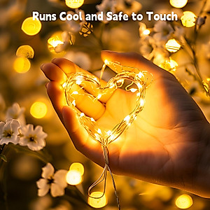 Minetom Fairy Lights Plug in, 33Ft 100 LEDs Waterproof Silver Wire Firefly Lights, UL Adaptor Included, Starry String Lights for Wedding Indoor Outdoor Christmas Patio Garden Decoration, Warm White