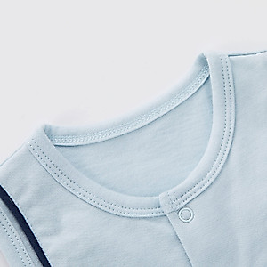 pureborn Baby Boy's Nautical Romper Sleeveless Summer Naval Style Cotton Sailor One Piece Outfit Blue Anchor 6-9 Months