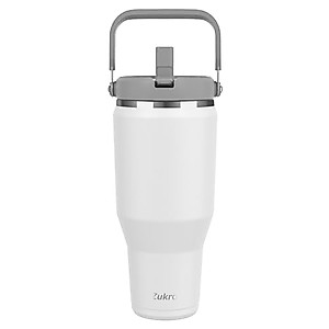 Zukro 40 OZ Tumbler With Flip Straw |Triple-Wall Vacuum Insulated Cup With Top Handle For Gym Sports Outdoors |Reusable Leak Proof Stainless Steel Water Bottle, Fit in Cupholder |Cold 30 Hours
