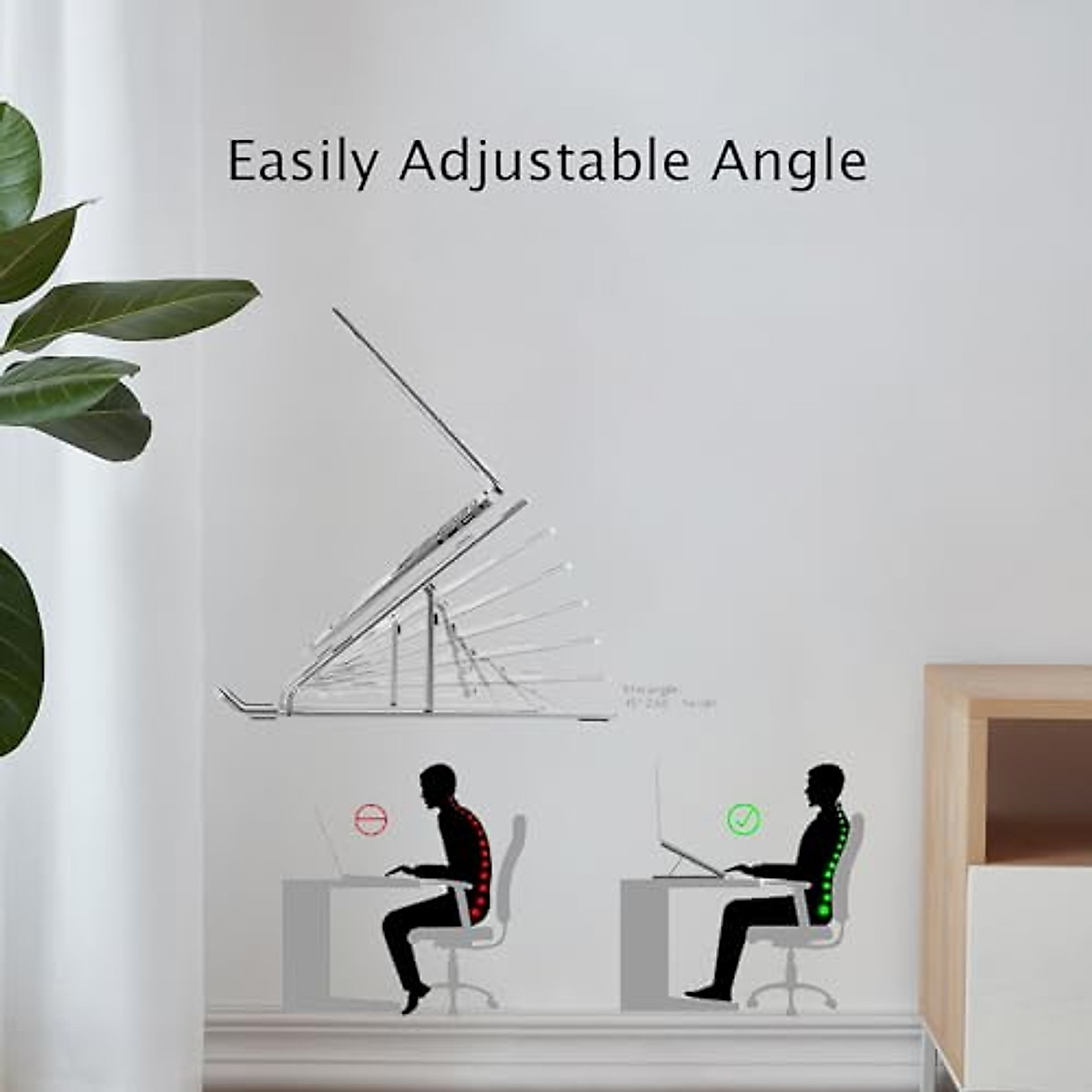 Laptop Stand for Desk, Adjustable Riser Foldable and Portable Holder, Ventilated Cooling Notebook Stand for 10-15.6” Laptops,Tablet-Sliver