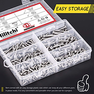 Hilitchi 210 Pcs #10 Stainless Steel Button Head Torx Sheet Metal Screws Silver Security Anti-Theft Tamper Proof Screws Assortment Kit with Screwdriver Bit T25 (#10 x 1/2" ~ #10 x 1-1/2")