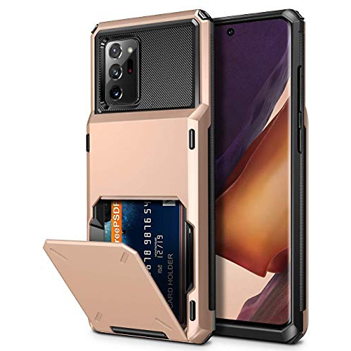 Vofolen for Galaxy Note 20 Ultra Case 5G Wallet 4-Card Flip Cover Credit Card Holder Slot Back Pocket Dual Layer Protective Hybrid Hard Shell Bumper Armor Case for Samsung Note 20 Ultra 6.9 Rose Gold