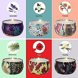 Scented Candles Gifts for womem: Soy Wax 6 Pack Gift Package Lavender Rosemary Vanilla Freesia Jasmine Rose Natural for Stress Relief and Aromatherapy Candle Sets for Home Birthday Yoga