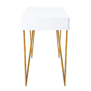 Safavieh Home Office Pine Modern White and Gold 2-drawer Desk
