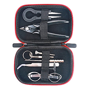 Leeko DIY Tool Kit, 9 in 1 Tweezers Pliers Winding Rods Screwdriver Steel Brush with Zipper Case Bag, for Home and Jewelry Repairs