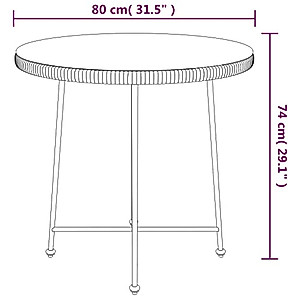 vidaXL Dining Table Garden Outdoor Lawn Terrace Balcony Backyard Dining Dinner Dinette Counter Bistro Table Furniture Black Tempered Glass and Steel