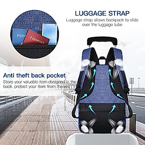 Large Backpack, Travel Backpack, Laptop Backpack, Durable 17 Inch Extra Large TSA Computer Backpacks with USB Charging Port, 40L High Capacity Water Resistant TSA Carry on Computer Business Bag, Blue