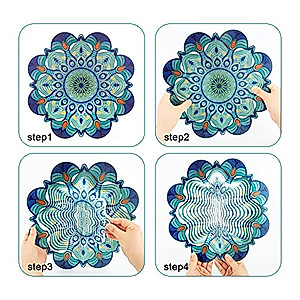 Wind Spinners for Yard and Garden - 2 Styles Mandala Hanging Wind Catcher Decor, 11.8in Stainless Steel Geometric 3D Kinetic Art with Swivel Hooks for Outdoor Ornaments Unusual Gifts