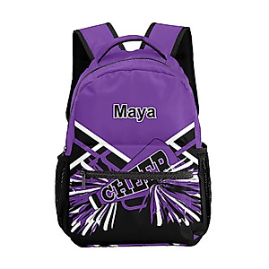 zaaprintblanket Custom Purple White Cheer Unisex Casual Nylon Backpacks Lapto Bag for Gift Hiking Camper Travel Pack