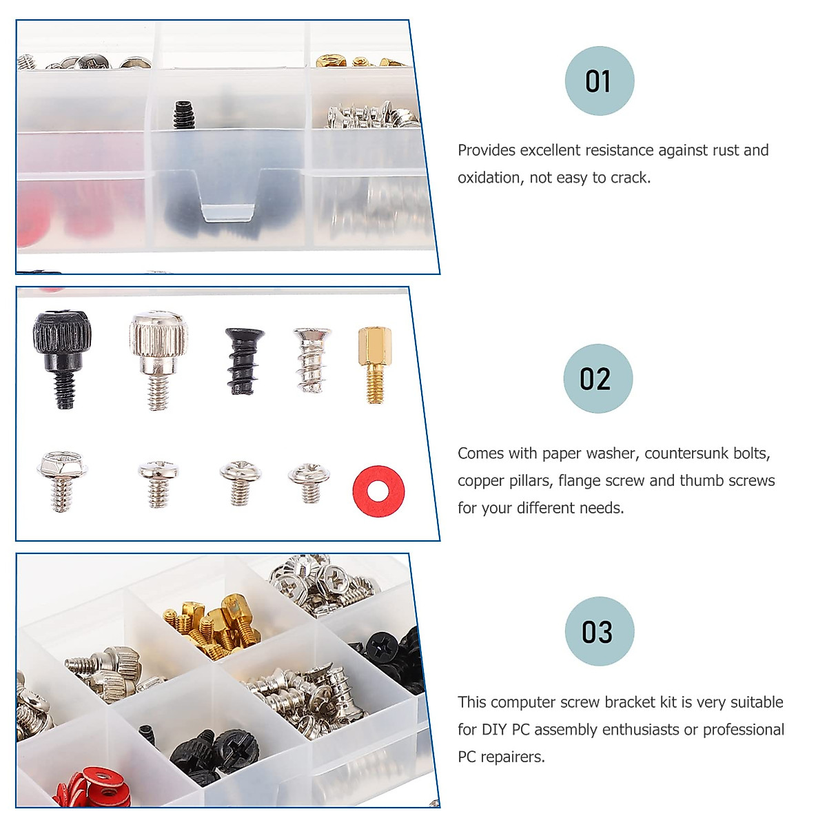 SOLUSTRE 1 Set Screw Set Hard Electronic Screws Sturdy Computer Screws Computer Repair Screws Computer Screw kit countersunk Head Screws Knurled Thumbscrews Reusable Screws Boxed Slot Steel