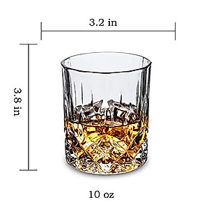 KANARS Old Fashioned Whiskey Glasses with Luxury Box - 10 Oz Rocks Barware For Scotch, Bourbon, Liquor and Cocktail Drinks - Set of 4