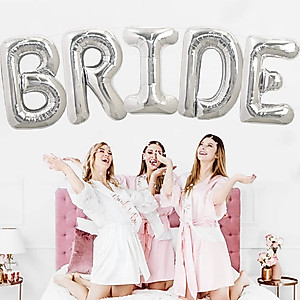 TONIFUL 40 Inch Large Silver Bride Balloons, Giant Jumbo Helium Foil Mylar Big Bride Balloons Banner for Wedding Marriage Bridal Shower Engagement Bride To Be Party Decorations and Supplies