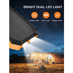 Solar-Power-Bank-Portable-Charger-42800mAh Solar Phone Charger with 4 USB Ports/LED Flashlight Fast Charge USB C External Backup Battery Pack Compatible with iPhone Tablet, for Outdoor, Camping