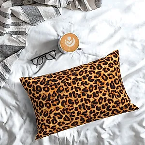Bed Pillow Protector Zippered Leopard-Print-Camo Soft Pillow Case Cover 20x30 Inches