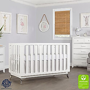 Dream On Me Ultra Modern 4-in-1 Convertible Crib in White, Greenguard Gold Certified, 3 Mattress Height Settings, Fixed Stationary Side Rails, Wooden Furniture