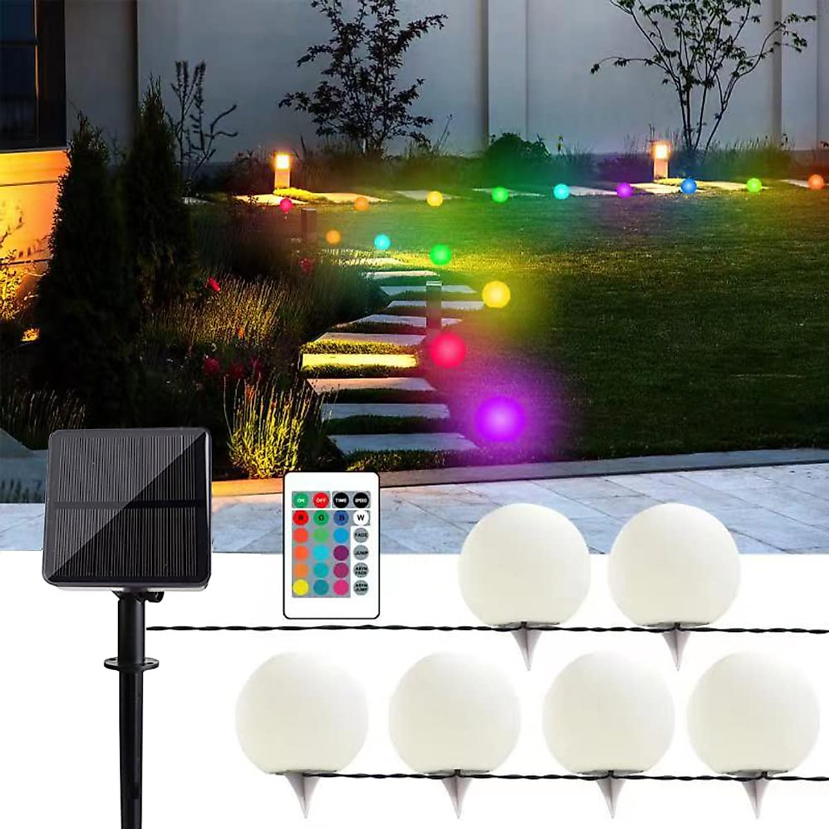 Solar Garden Lights RGB Landscape Pathway Walkway Lights Outdoor Solar Landscape Path Lights,Operated Hanging Waterproof String Light with Remote, Christmas Decoration Lights for Home Holiday Patio