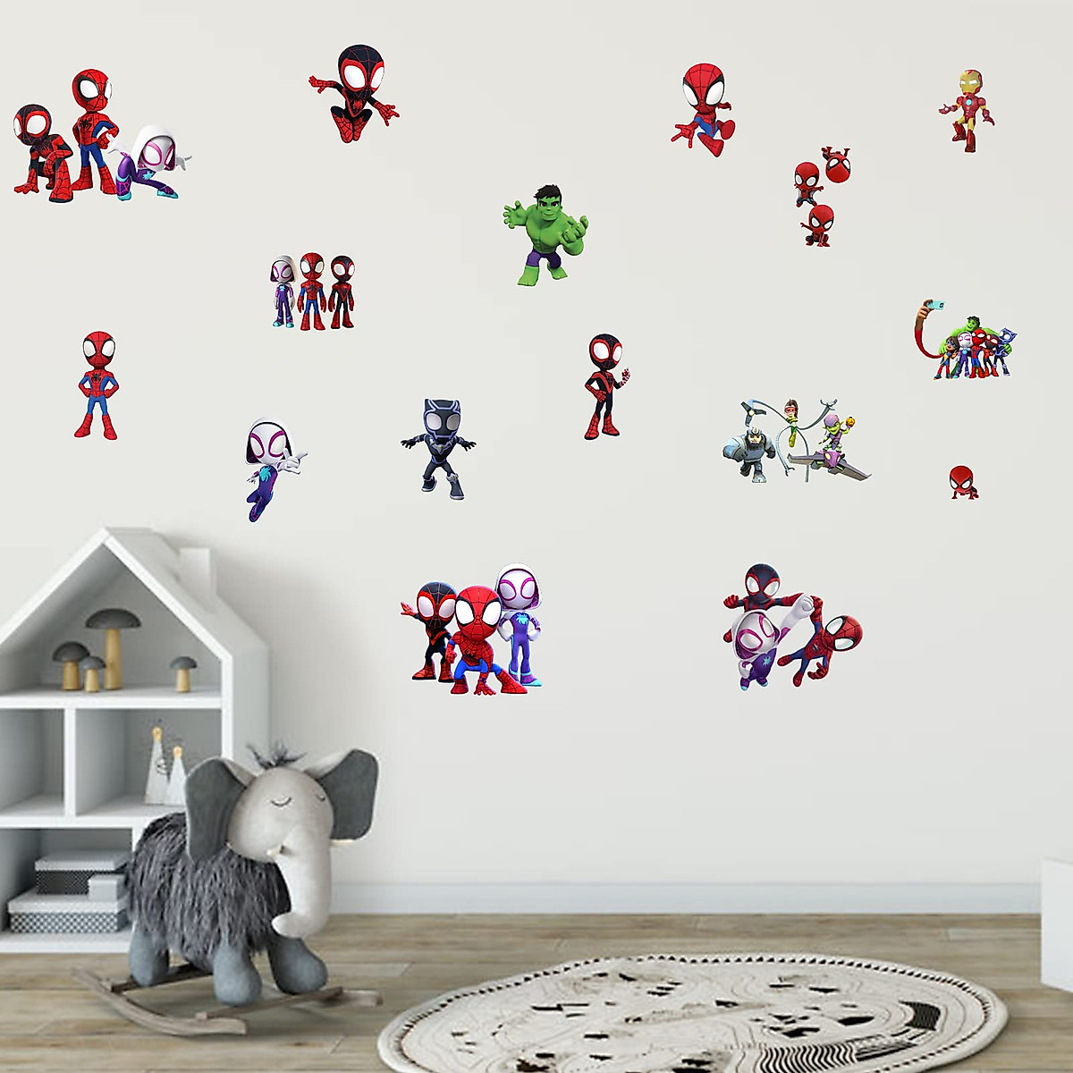 Spiderman and His Amazing Friends Wall Decals Peel and Stick Cartoon Wall Decals Stickers for Boys Room Spiderman Wall Art Mural Decor for Baby Girls Kids Nursery Bedroom